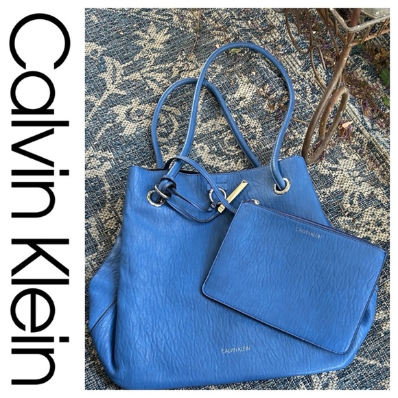 Calvin Klein | Bags | Calvin Klein Reversible Blue Tote Bucket Bag ...